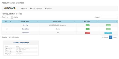 Whmcs Module Whmcs Account Status Extended
