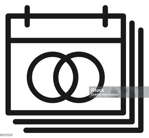 결혼식 날짜 라인 아이콘입니다 두 개의 고리가 있는 달력 결혼식에 대한 스톡 벡터 아트 및 기타 이미지 결혼식 낮 달력