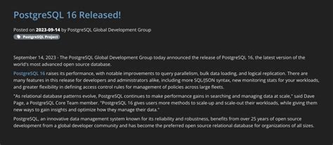 開源資料庫postgresql 16出爐，效能與可擴展性大幅強化 Zeuik Li