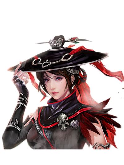 卡通动漫女孩头戴斗笠