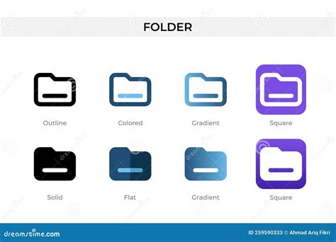 Folder Icon In Different Style Folder Vector Icons Designed In Outline Solid Colored