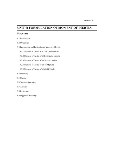 BSC Physics Mechanics 1st Year UNIT 9 Studocu