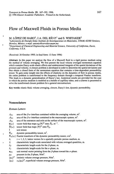 Pdf Flow Of Maxwell Fluids In Porous Media