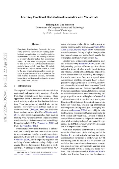 Pdf Learning Functional Distributional Semantics With Visual Data