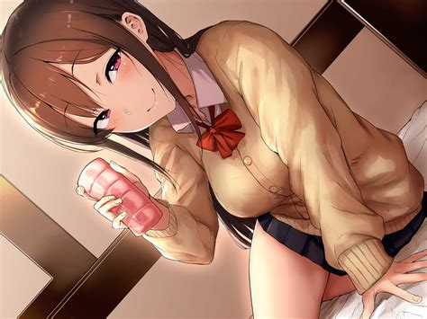 Aoi Tiduru Original Red Neckwear 1girl Artificial Vagina Black