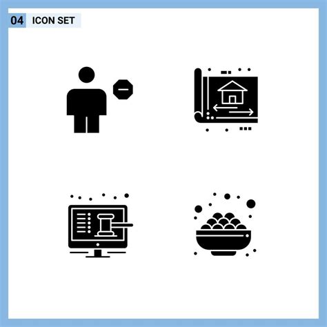 Pictogram Set Of 4 Simple Solid Glyphs Of Avatar Design Human Architect Auction Editable Vector