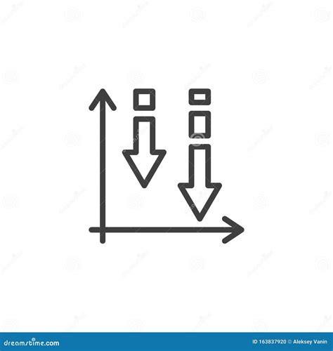 Declining Graph Line Icon Stock Vector Illustration Of Pixel 163837920