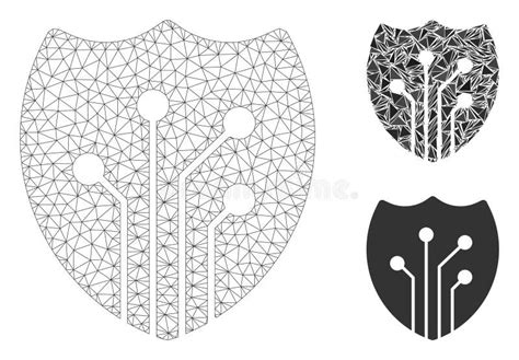 Electronic Shield Vector Mesh Wire Frame Model And Triangle Mosaic Icon