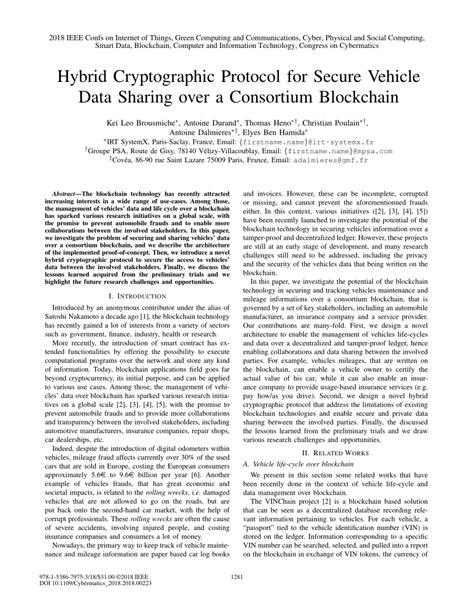 Pdf Hybrid Cryptographic Protocol For Secure Vehicle Data Sharing