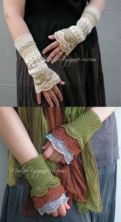 Митенки крючком, подборка из 43 моделей с описанием и схемами