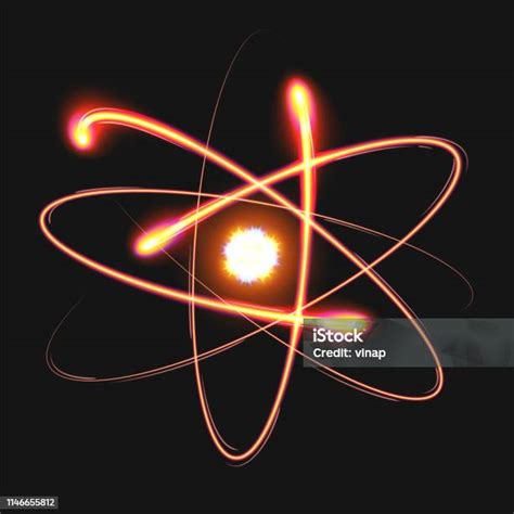 전자로 둘러싸인 핵을 가진 원자 구조 모형 벡터 일러스트 원자에 대한 스톡 벡터 아트 및 기타 이미지 원자 방사능 오염