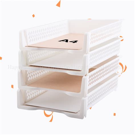 ถาดใส่เอกสารa4 1 แพคมี4ถาด สีขาวล้วน 617 Shopee Thailand