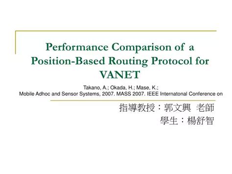 Ppt Performance Comparison Of A Position Based Routing Protocol For