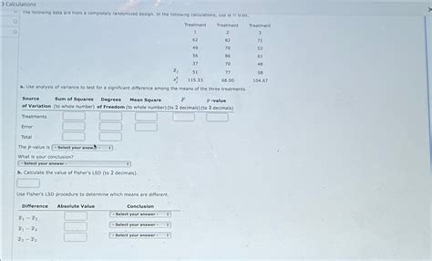 Solved CalculationsThe Following Data Are From A Chegg