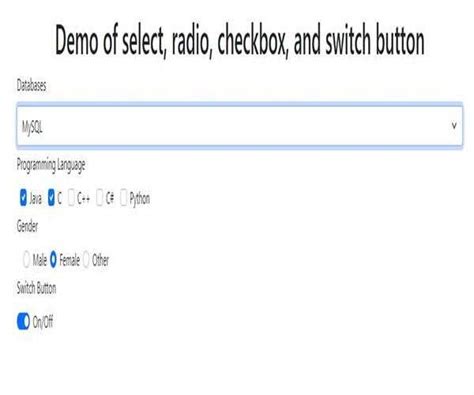 How To Make A Checkbox Select Radio Button Toggle Switch With