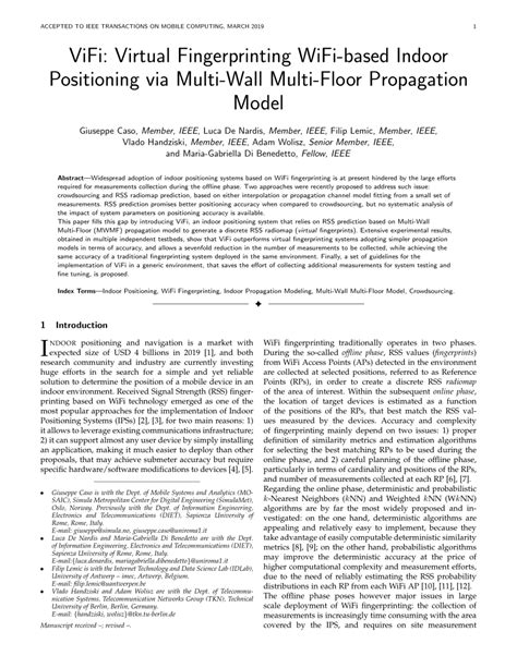 Pdf Vifi Virtual Fingerprinting Wifi Based Indoor Positioning Via Multi Wall Multi Floor
