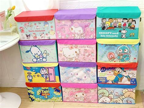กล่องอเนกประสงค์ กล่องผ้าพับได้ ลายการ์ตูน งานญี่ปุ่น ใช้สำหรับใส่ของจัดบ้าน จัดเอกสารบนโต๊ะ