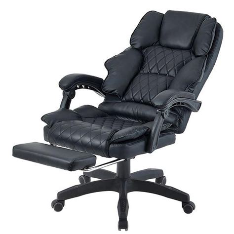 Офисное кресло для руководителя до 120кг с подставкой для ног эко кожа черное Bs08 Германия