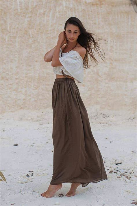 Brown Bohemian Maxi Skirt Aya Sacred Wear