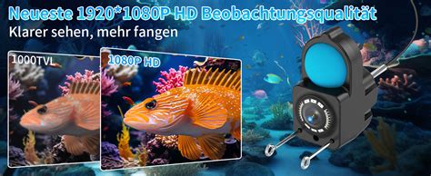 Tmactime 1080p Hd Fischfinder Echolot Angeln Mit 43 Zoll Lcd 15 M Wasserdichtem Ip68 Kabel Und