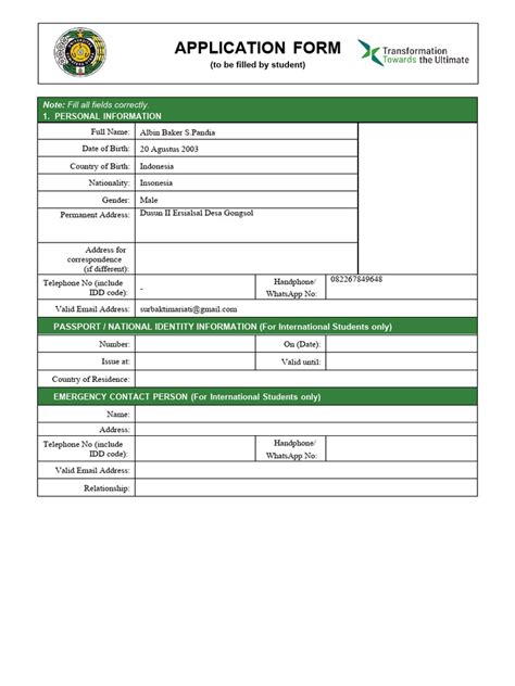 Application Form Template Pdf