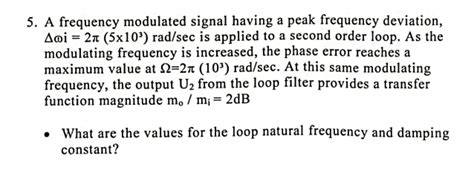 Solved A Frequency Modulated Signal Having A Peak Chegg