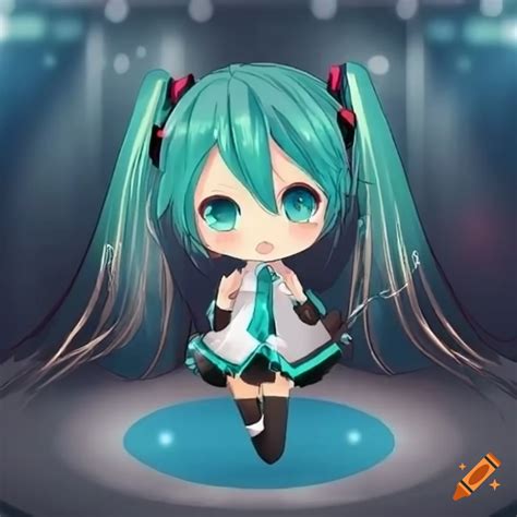 Chibi Hatsune Miku Joyfully Singing And Dancing On Stage On Craiyon