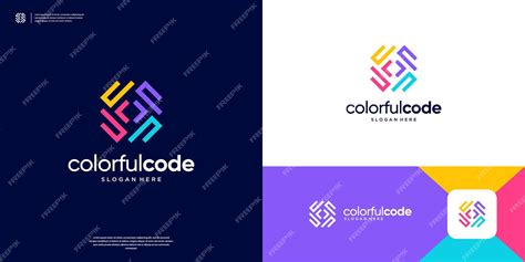 Premium Vector Abstract Coding Logo Design Template Geometric Colorful Programing Logo Vector