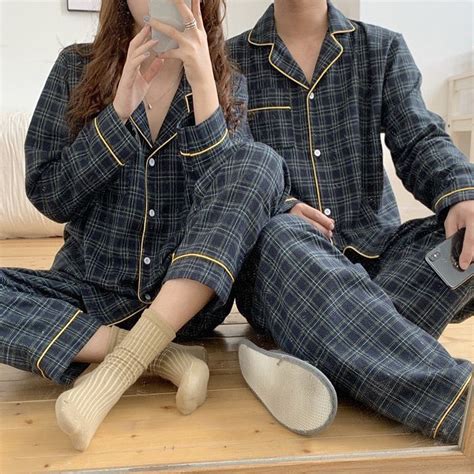 1999일구구구 네이비 커플 라인 홈웨어세트 부드러운 면소재로 신혼부부 커플룩으로도 추천드리는