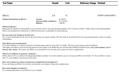 Hba1c Test Introduction Test Result Unit Normal Range Testing