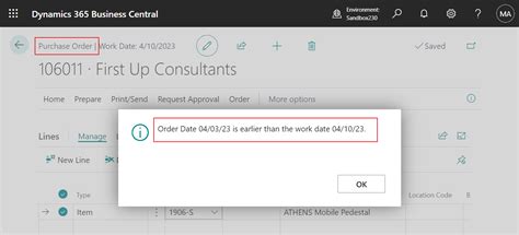 dynamics 365 business central how to ignore hide “order dat