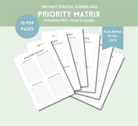 Priority Matrix Printable PDF Tasks List Template Etsy