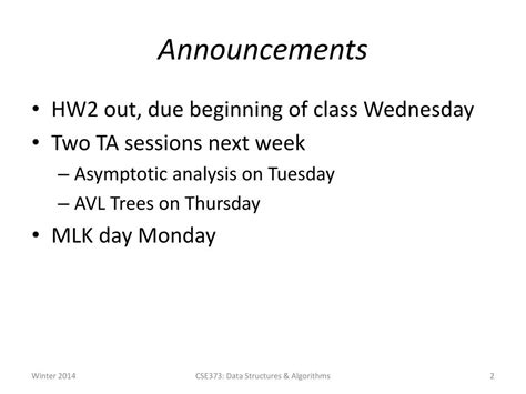 Ppt Cse373 Data Structures And Algorithms Lecture 6 Binary Search Trees Continued Powerpoint