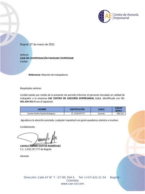 Carta Compensar Pdf Carta Compensar Pdf