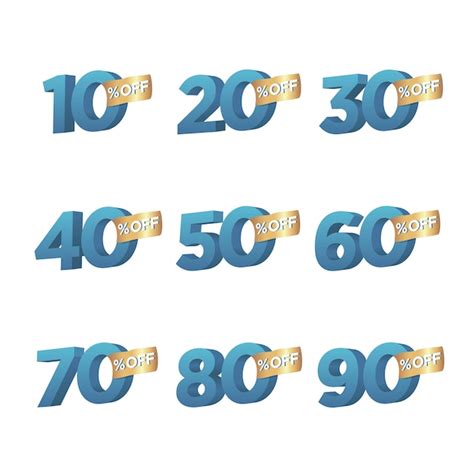 3d 백분율 할인 기호 집합 프리미엄 벡터