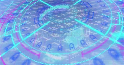 Animation Of Scope Scanning And Data Processing Over Blue Background