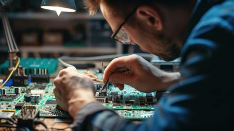 Premium Photo Electronics Engineer At Workstation