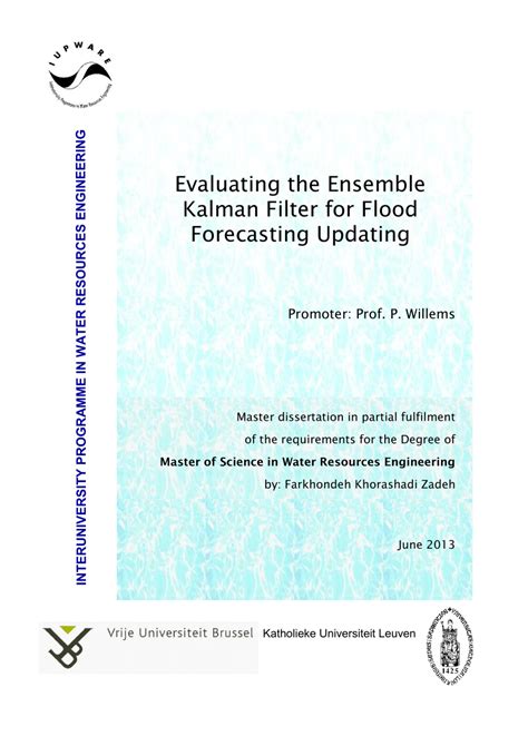 Pdf Evaluating The Ensemble ‎kalman Filter For Flood ‎forecasting Updating