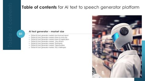 Ai Text To Speech Generator Platform Table Of Content Ai Ss V Ppt Presentation