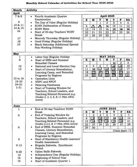 Deped Calendar Of Activities 2025 2026 The Teachers Craft