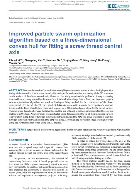 pdf improved particle swarm optimization algorithm based on a three dimensional convex hull