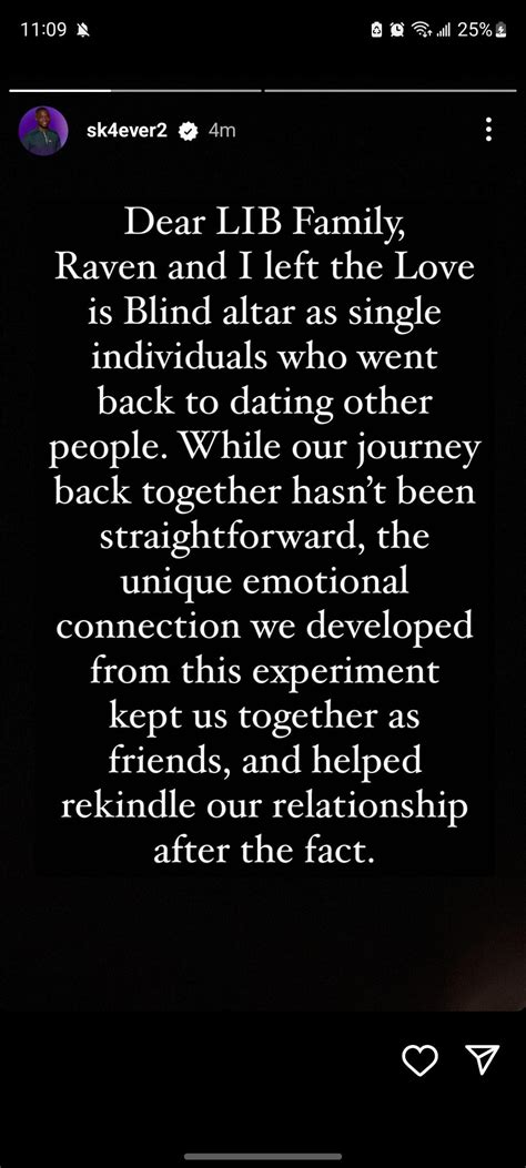 New Statement From Sk R Loveisblindonnetflix
