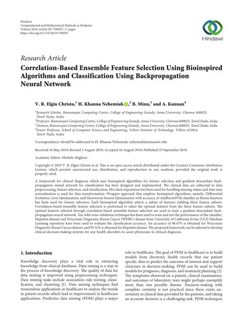 Pdf Correlation Based Ensemble Feature Selection Using Bioinspired