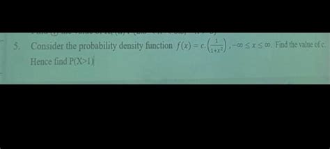Solved Consider The Probability Density Function Chegg
