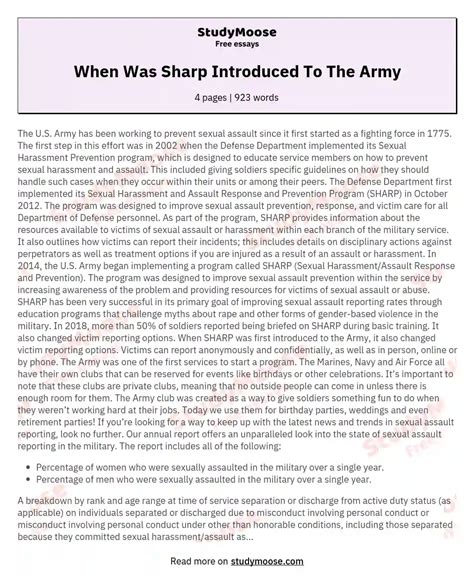 When Was Sharp Introduced To The Army Free Essay Example