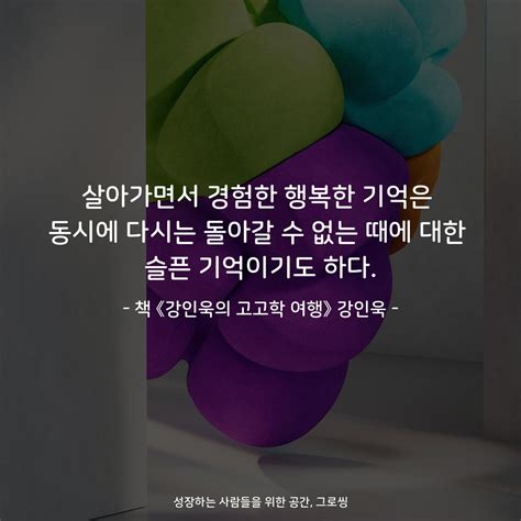 살아가면서 경험한 행복한 기억은 동시에 다시는 돌아갈 수 없는 때에 대한 슬픈 기억이기도 하다 책 《강인욱의 고고학 여행》 강인욱 그로씽