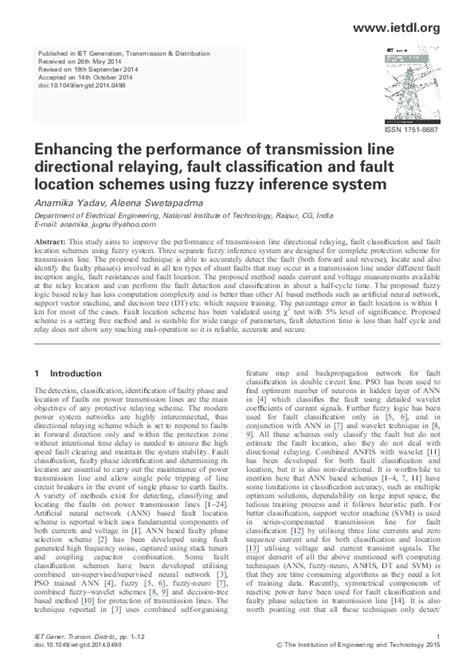 Pdf Enhancing The Performance Of Transmission Line Directional Relaying Fault Classification