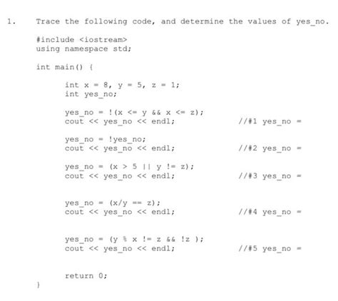 Solved 1 Trace The Following Code And Determine The Values