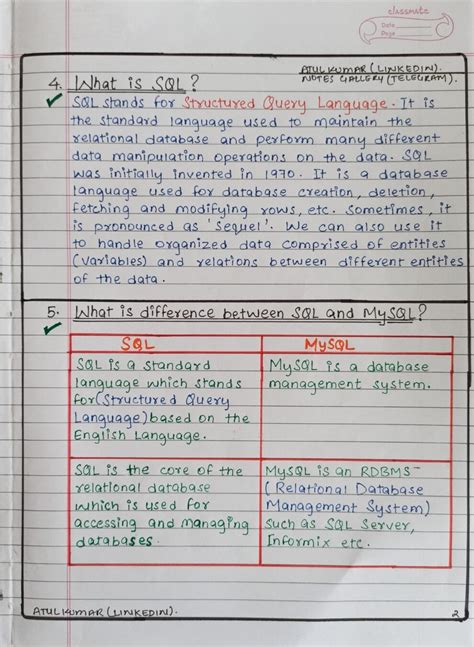 Sql Database Handwritten Part 1 Connect 4 Techs