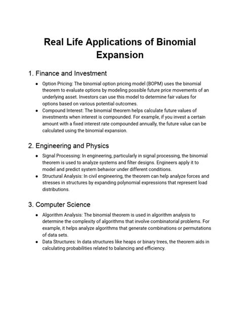 Real Life Applications Of Binomial Expansion Pdf